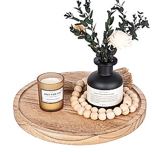 Wood Lazy Susan Organizer Kitchen Turntable for Cabinet Farmhouse Bathroom Decor Round Decorative Tray for Vanity, Counter, Sink, Coffee Table, 10 Inch, Brown