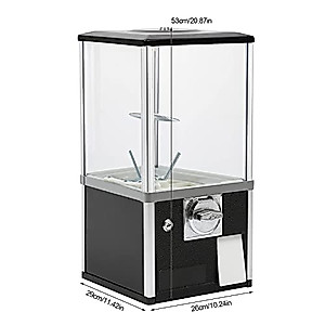 Commercial Vending Machine, Candy Gumball Vending Machine Gumball Bank Candy Vending Machine Prize Machine for 1.18-2.17in Toys/Candies, 11.42 * 10.24 * 20.87 in (Black)
