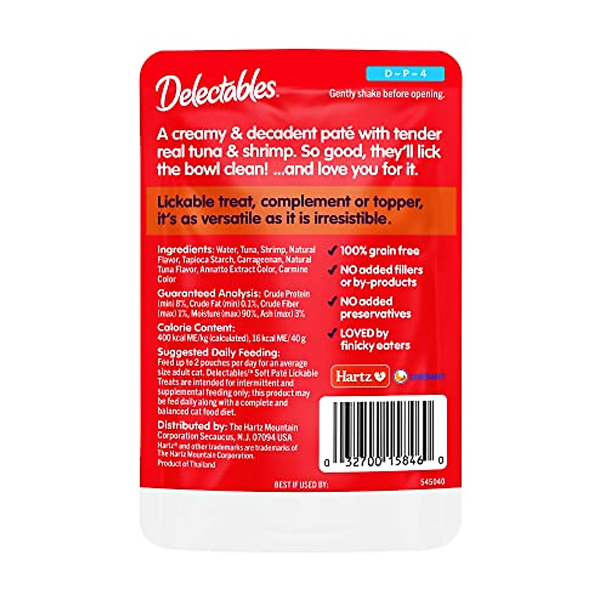 Hartz Delectables Soft Pate Tuna & Shrimp Cat Treats, 12 Pack