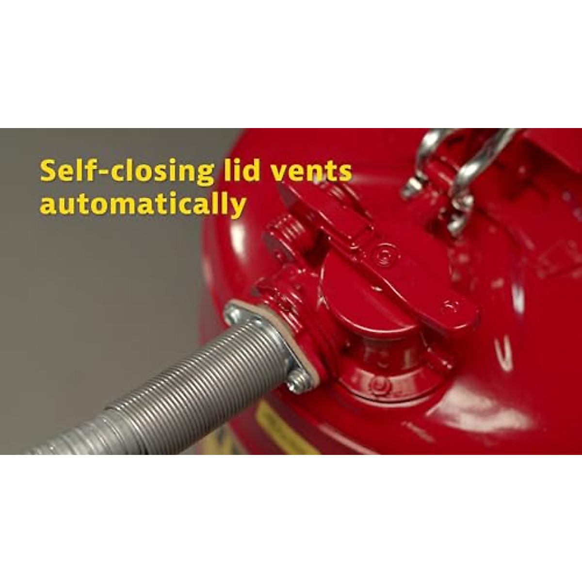 Justrite 5 Gallon Type II Yellow Safety Can for Diesel with Flame Arrester, Self-Closing Lid, and 1" Flexible Metal Spout, Made in the USA, Galvanized Steel Flammable Storage Can, 7250230