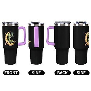 Space Weed Smoking Moon Alien 40 Oz Car Cup Stainless Steel Travel Mug Leak-Proof Insulated Tumbler with Handle Violet-style