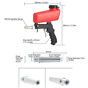 90PSI Pneumatic Sand Blaster Gun Kit, Sandblasting Machine Industrial Adjustable Portable Hand Held Sand Blaster