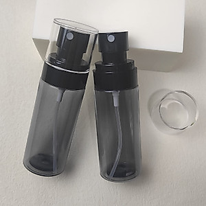 PimyRcyi 2oz Small Travel Spray Bottle Empty 60ml Transparent Black Fine Mist Toner Plastic Bottle(6pcs,Black)
