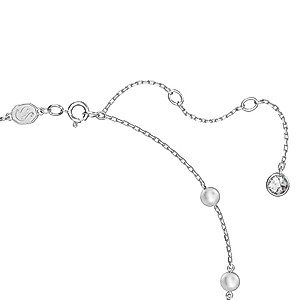 Swarovski Stella necklace, Crystal pearls, Star, White, Rhodium plated