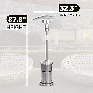 Four Seasons Courtyard 48,000 BTU Freestanding Portable Outdoor Heater for Patio and Backyard with Adjustable Temperature Control, Silver