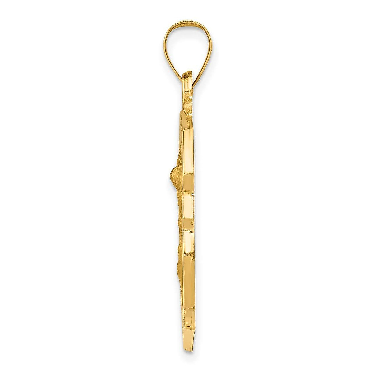 Jewelry Stores Network Hollow Saint Michael Protect Us Police Officer Badge Pendant in Real 14k Yellow Gold 25x21mm