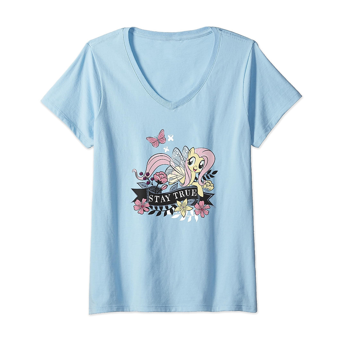 Womens My Little Pony: Friendship Is Magic Fluttershy Stay True V-Neck T-Shirt
