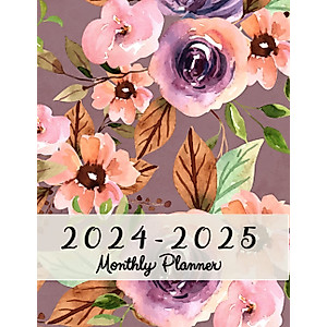 2024-2025 Monthly Planner: Large 2 Year Calendar Monthly Planner January 2024 Up to December 2025 For To do list and Academic Agenda Schedule: (24 ... Organizer 2024-2025): Watercolor Flowers