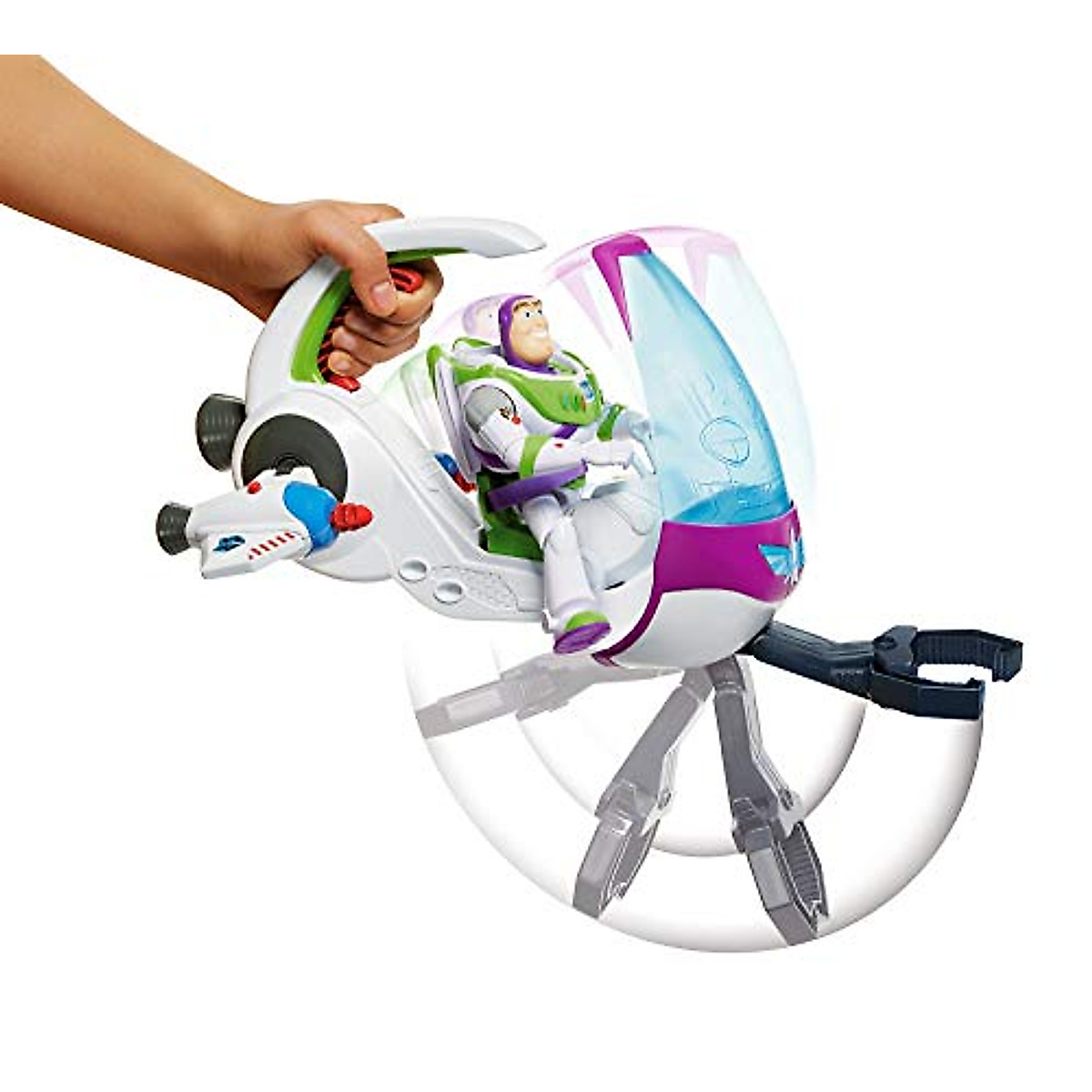Toy Story 4 Galaxy Explorer Spacecraft & Buzz Lightyear Figure, Transforming Toy Vehicle with Missile Launcher, Booster Arm & Extraction Claw, Kids Gift for Ages 4 Years Old & Up