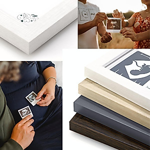 Baby Shower Guest Book Frame (With 2 Mats For Single Baby OR Twins) Large Sonogram Picture Frame To Sign – Unique Guest Book Alternative For Girls & Boys (CLASSIC WHITE)