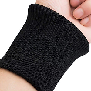 Tong Gu Leg Opening Cuffs Ribbed Trims Fabric Knitted Rib Stretch Tape Tubular Rib Cuffing Replacement DIY, 35 Colours (1 Pair, Black)