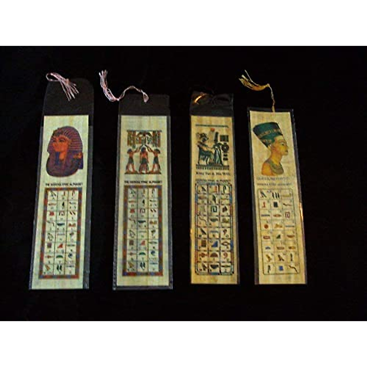 Set 20 Large Egyptian Bookmarks Book Marks Papyrus Paper 7"x2" (18x5 cm) Original Handmade Hand Painted Painting Hieroglyphic Ancient Pharaoh Alphabets Papyri Sheets Art Educational School History