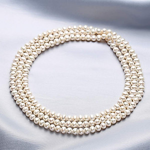 VIKI LYNN Long Pearl Necklace 6-7mm AAA Quality Freshwater Cultured Pearl Jewelry for Women 47 Inch