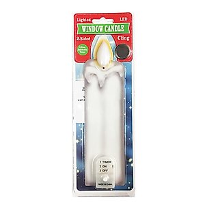 Gerson 2620050 LED White Candle Window Cling with Warm White LED Light 7.5" H
