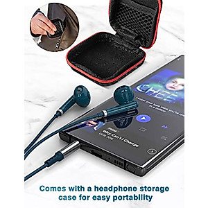 ACAGET 3.5mm Jack Headphones for iPhone 6S Plus 5S 5 SE, Wired Earbuds with Microphone Volume Control Noise Cancelling Earphones HiFi Stereo Headphone for Android Samsung Galaxy A14 A23 A03S A71 Blue