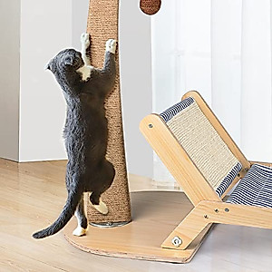 Lechansen Cat Scratching Post,29.5 Inches Tall Cat Scratcher Post with Cat Bed Chair for Indoor Cats,Sisal Rope Scratching Post with Lounge for Adult Cat Kitten