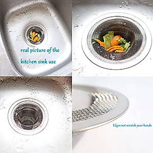 Ruikedasi 2 PCS Drain Strainer Large Wide Rim 4.5" Diameter for Kitchen Sinks Stainless, Steel, Bathroom Hair Catcher