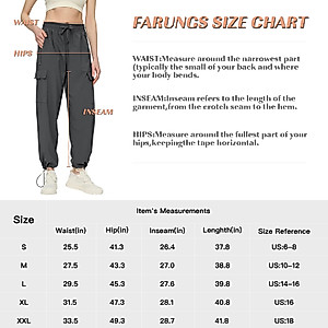 FARUNGS Quick Dry Cargo Pants Lightweight Tactical Hiking Pants with 5 Pockets for Women,Stretchy Waist and Water Resistant Grey