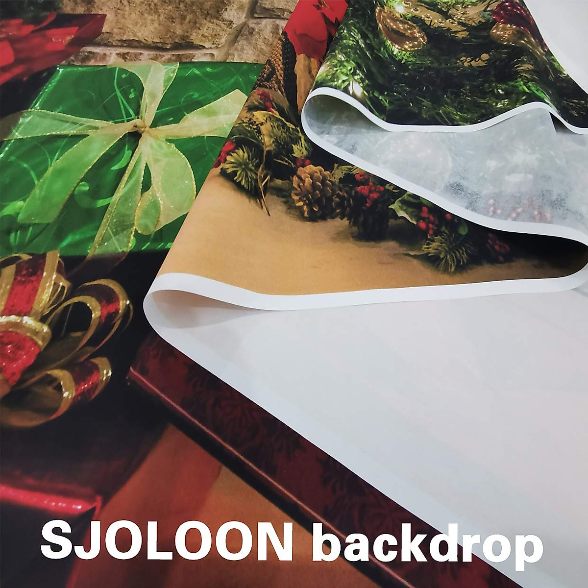 SJOLOON 10x8FT Christmas Photography Backdrops Child Christmas Fireplace Decoration Background for Photo Studio (11209)