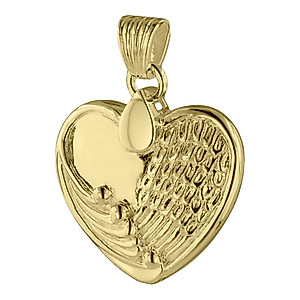Perfect Memorials Angel Wing Heart 14k Gold Vermeil Cremation Jewelry (1 Cu/In) - Beautiful Keepsake Necklace/Memorial Urn Pendant For 1 Cu/In of Human Ashes, Lock of Hair/Honor Your Loved One