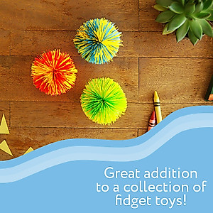 IMPRESA The Original 3 Pack Monkey Stringy Balls - Squeeze and Fidget Toys for Kids and Adults with ADHD and Autism - BPA/Phthalate/Latex-Free (3 Color Designs)