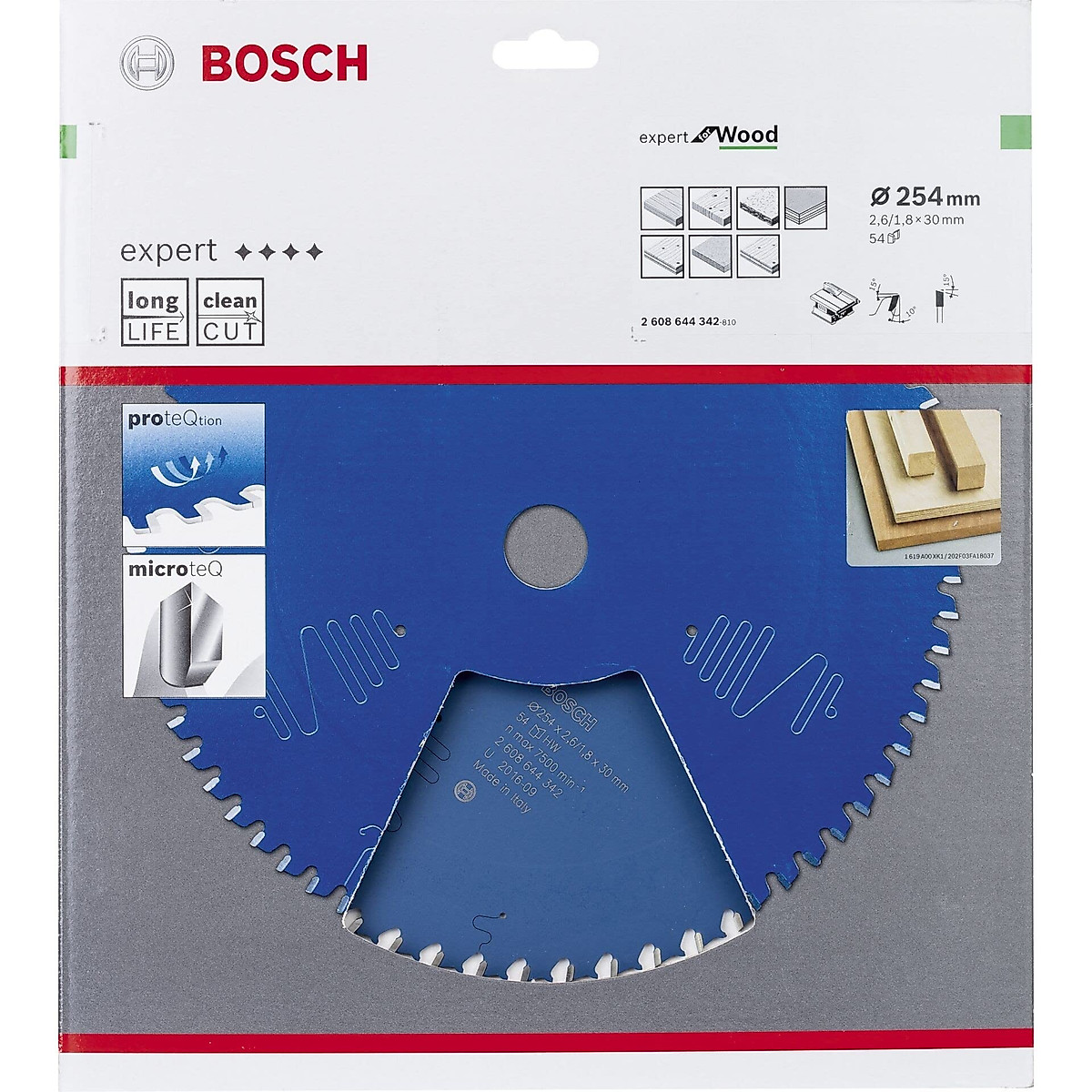 Bosch Professional Expert for Wood 2608644342 Circular Saw Blade 254 x 30 x 2.6 mm Teeth 54 Accessories Circular Saw