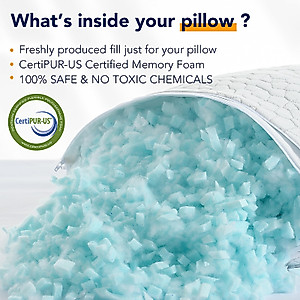 Cooling Bed Pillows for Sleeping, Shredded Memory Foam King Pillow 2 Pack, Gel Pillows King Size Set of 2, Support yet Soft Pillow for Side, Back Sleepers Adjustable Pillow with Removable Cover