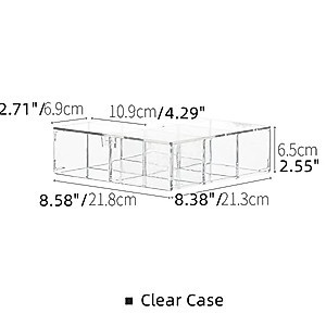 Figures Display Case with Door, Lego Parts Storage 6 Compartments Organizing Cabinet with Lid, Clear Storage Box for Small Particles Parts Toys, Transparent Showcase Shelf