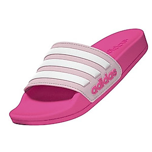 adidas Adilette Shower Slide Sandal, Clear Pink/White/Lucid Pink, 3 US Unisex Little Kid