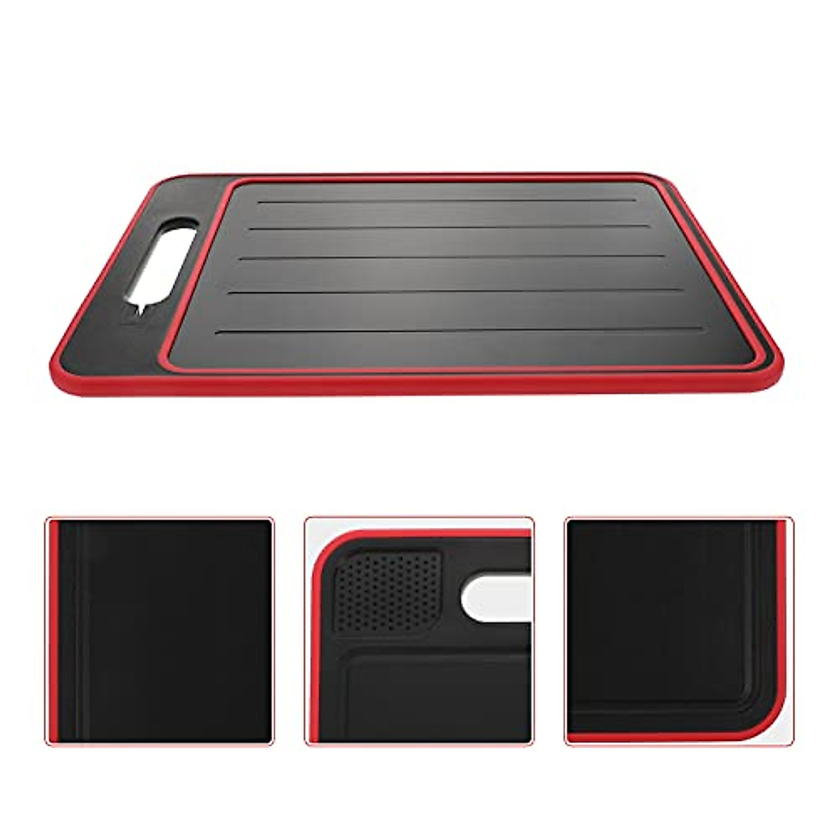 HEMOTON Fast Defrosting Tray Chopping Board Thawing Plate Cutting Board Meat Defroster Boards with Handle for Meat Pork Beef Fish Black Red