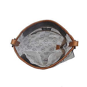 Myra Bag Tessellated Shoulder Bag Upcycled Cotton & Cowhide Leather S-2861