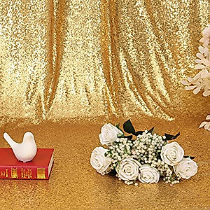 Juya Delight Gold Sequin Photography Backdrop Curtain for Wedding Party Decoration Festival Ceremony Video,2ft x 8ft x 2Pcs Gold