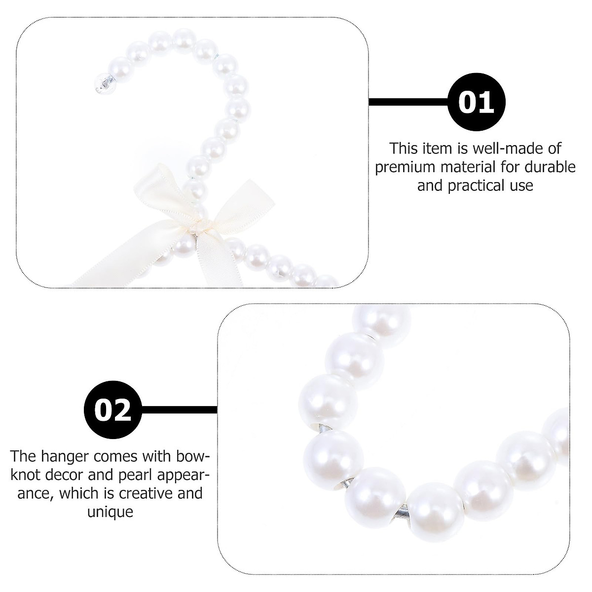 PRETYZOOM Elegant Clothes Hangers Pearl Beads: Clothes Hangers Dress Coat Hangers Closet Coat Storage Organizer Dry Rack 2PCS