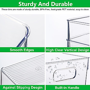Yipaga Set of 8 Clear Plastic Storage Bins, Stackable Storage Containers for Pantry Organization and Kitchen Storage Bins, Refrigerator Organizer Bins with Handle, Home Edit Cabinet Organizers