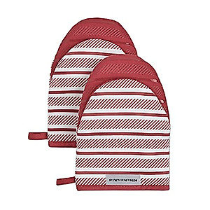 KitchenAid Albany Mini Oven Mitt 2-Pack Set, Passion Red, 5.5"x8"