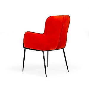 HAINEW Dining Chair Accent Chair, Modrest Frisco Mid-Century Orange Velvet Dining Chair, Modern Creative Chair for Home and Outside, W22 xD25.8 xH31.7, Orange