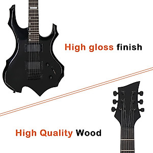 Ktaxon Flame Design Electric Guitar, 36-inch Beginner Electric Guitar Kit with 20 Watt AMP, Tremolo Bar, Portable Bag, Shoulder Strap, Cable & Wrench Tool (Black)