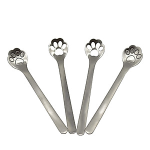 Maydahui 6PCS Cat Paw Spoon Hollow Out Coffee Spoons 5.8 inch 18/10（304 ）Stainless Steel Teaspoon for Dessert Ice-cream Stirring Home Kitchen Restaurant