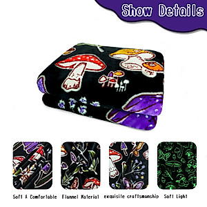 Mushroom Blanket Glow in The Dark Blanket for Girls Boys Mushrooms Throw Blanket Soft Fleece Blankets Mushroom Decor Blanket for Bedroom Sofa 50"x60"