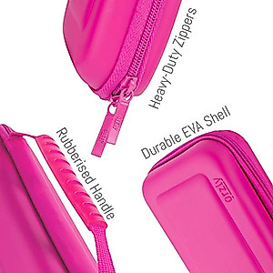 Orzly Carry Case Compatible with Nintendo Switch and New Switch OLED Console - Pink Protective Hard Portable Travel Carry Case Shell Pouch with Pockets for Accessories and Games