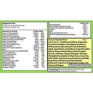 SJJ DEPOT 120 Multivitamin Fruit and Vegetable Liquid Capsules, Loaded Multivitamins, Supplements, Multiple Vitamin has Joint Heart Brain Antioxidants, Daily Women Men Senior Adult Multi Vitamins