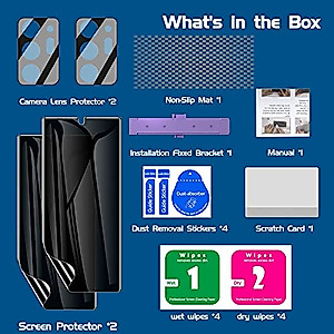 LYWHL [2+2 Pack] for Samsung Note 20 Ultra Privacy Screen Protector, [Support Fingerprint ID] Anti-Spy Black Full Adhesive Flexible Film + Camera Lens Glass Protector for Galaxy Note 20 Ultra