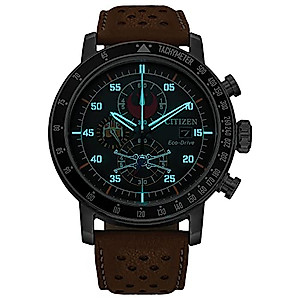 Citizen Eco-Drive Star Wars Men's Watch, Stainless Steel with Orange Leather strap, Rebel Pilot, Silver-Tone, 44mm (Model: CA4478-56L)