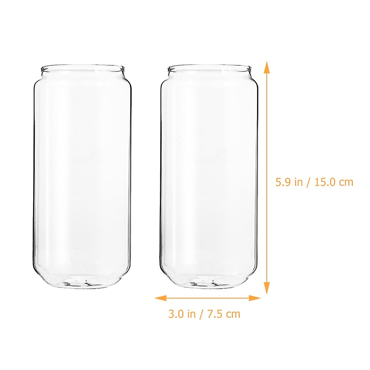 DOITOOL 2PCS Beer Can Glass with Lid and Straw, 18.6 oz Can Shaped Glass Cup with Lids ans Straw, Drinking Glass Cup with Glass Straw for Juice, Beer, Soda, Iced Drinks and Cocktails ( 550ml )