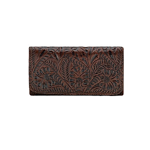 American West Tooled Leather Tri-Fold Wallet - Billfold for Women