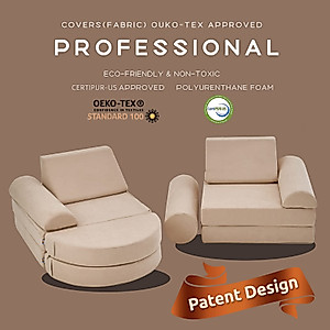 jela Kids Couch 14PCS Luxury, Floor Furniture for Adults, Playhouse Play Set for Toddlers Babies, Foam Modular Sectional Sofa (Sand Beige, 57"x28"x18")