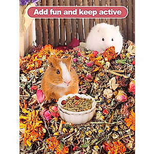 MEWTOGO 7 Oz Guinea Pigs Herb Mix - Natural Flower Herbal Blend in 9 Dried Flowers & Herbs, Hamster Bedding for Bunny Gerbils Small Animals Keep Cage Environment Fresh