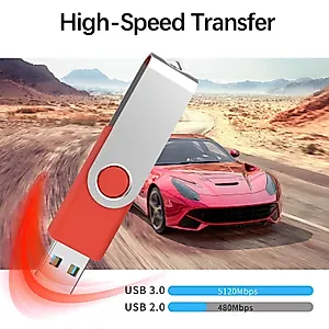 TOPESEL 5 Pack 64GB USB 3.0 Flash Drive Memory Stick Thumb Drives (5 Mixed Colors: Black Blue Green Red Silver)