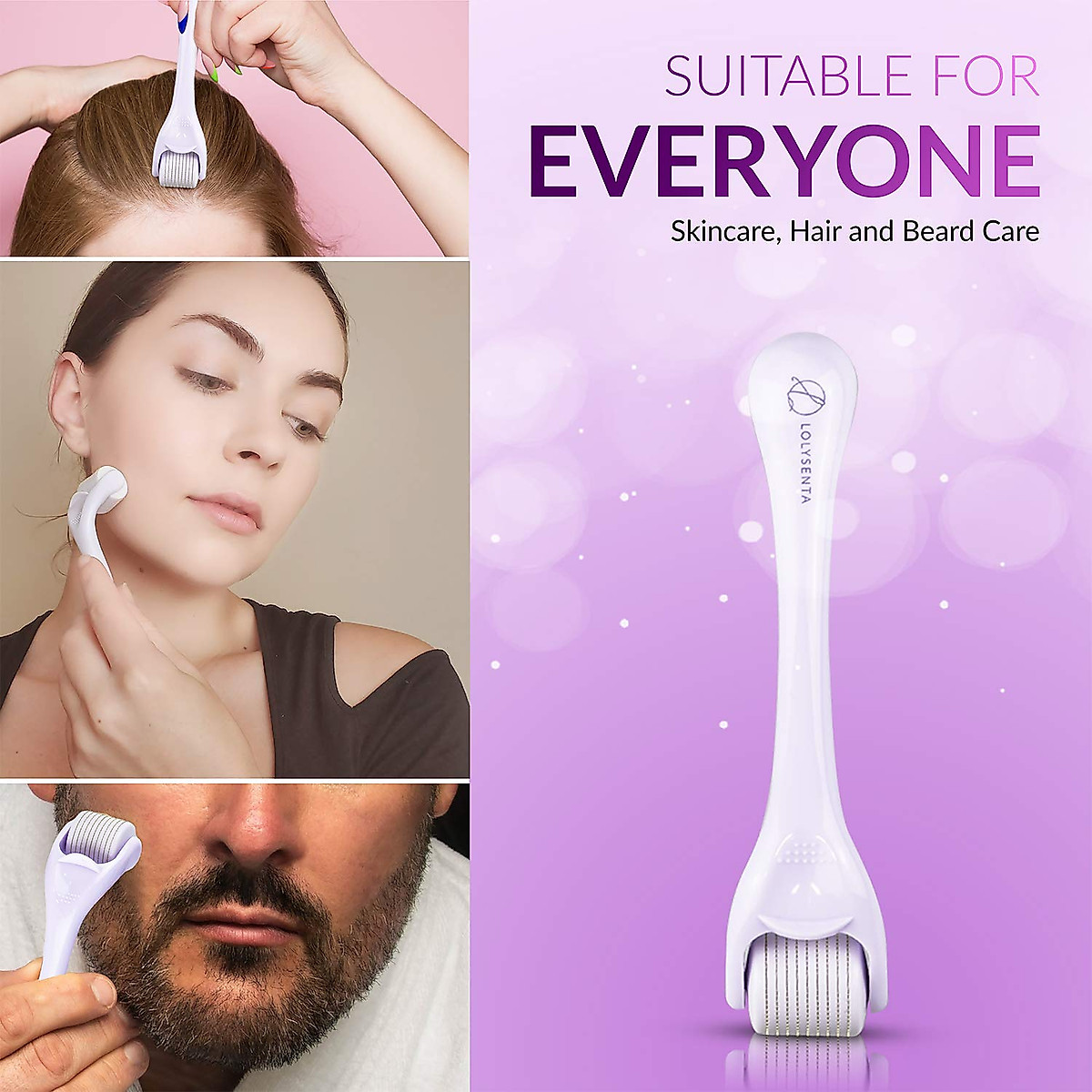 Lolysenta Derma Roller 0.25mm, Titanium Microneedle Roller for Face, Microdermabrasion Facial Roller, Microneedling Dermaroller, Includes Storage Case