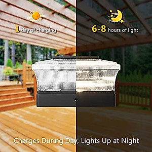 Davinci Lighting Cubed Solar Outdoor Post Cap Lights - 4x4 5x5 6x6 - Bright LED Light for Fence Deck Garden or Patio Posts (4 Pack)